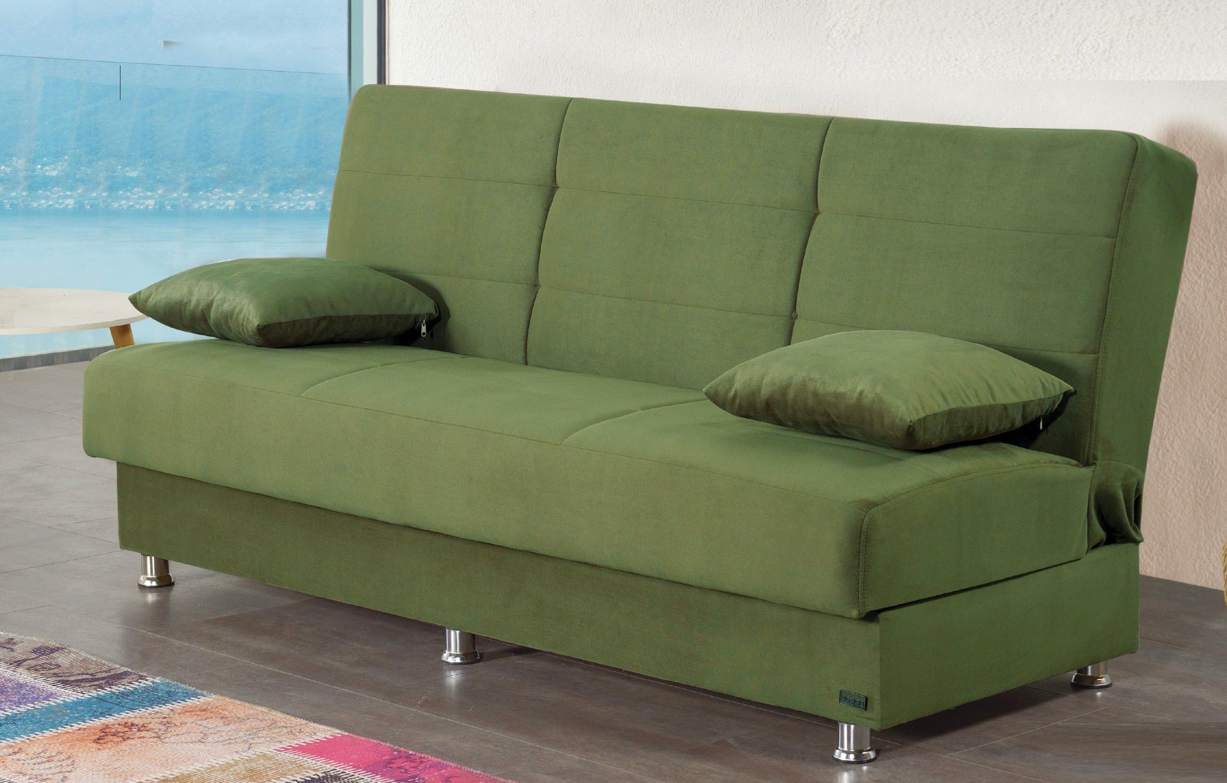 Atlanta 75 in. Convertible Sleeper Sofa in Green with Storage - Gate ...