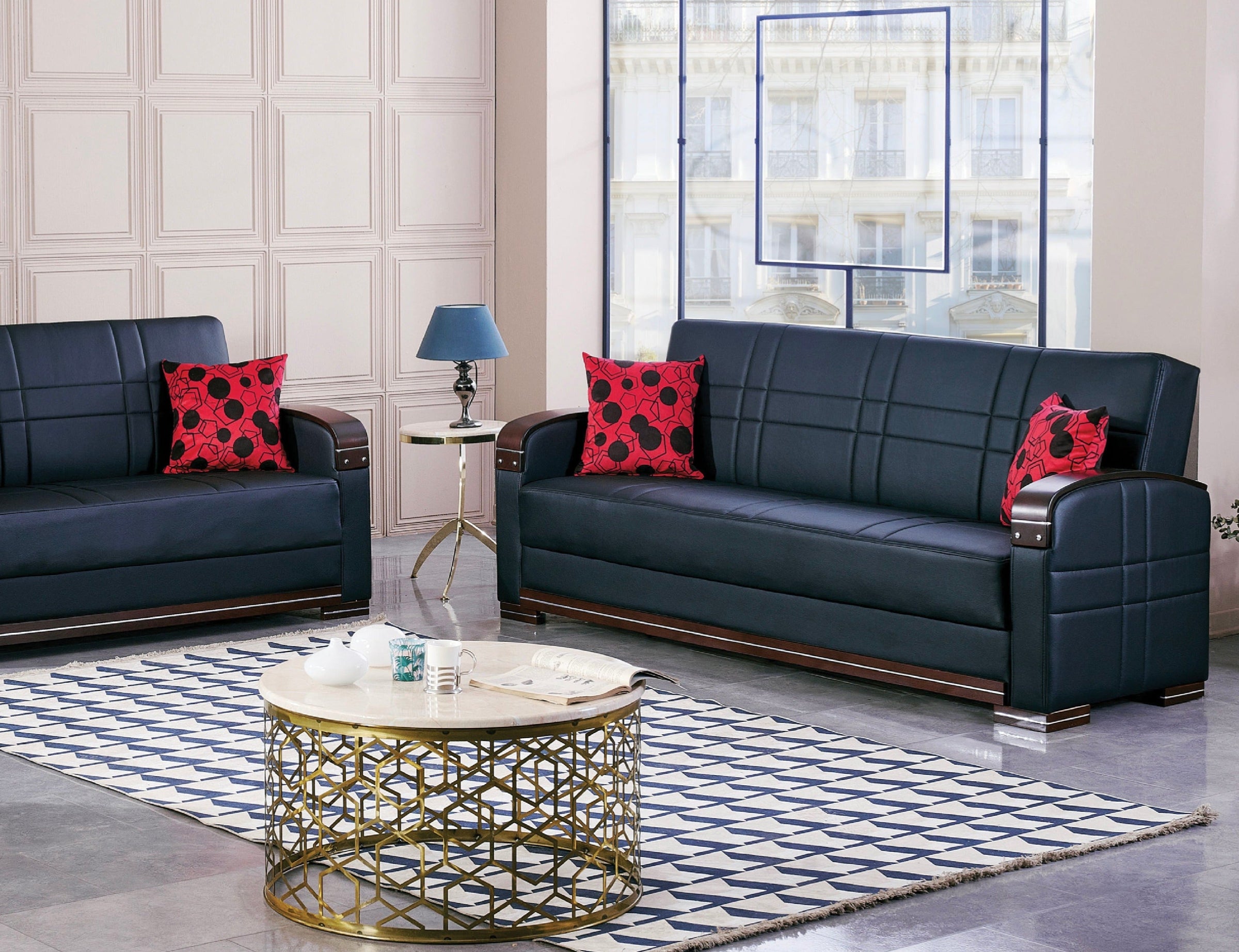 Bronx 89 in. Convertible Sleeper Sofa in Black with Storage - Gate ...
