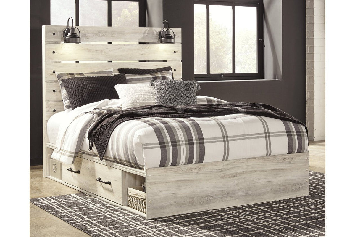 Cambeck Whitewash Queen Platform Bed with 4 Storage Drawers - Gate ...
