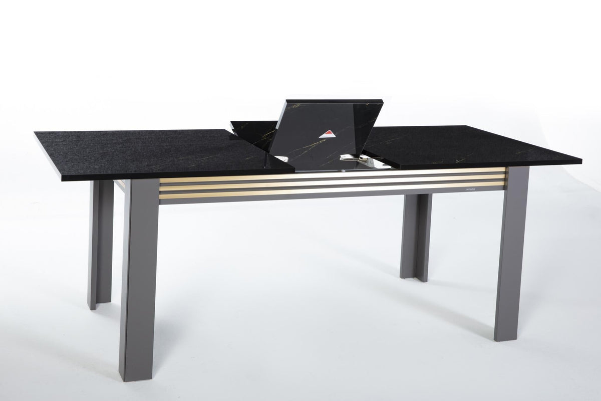 Carlino Expandable Dining Table (Prada Grey/Car.Mrb) 2 Pieces - Gate ...