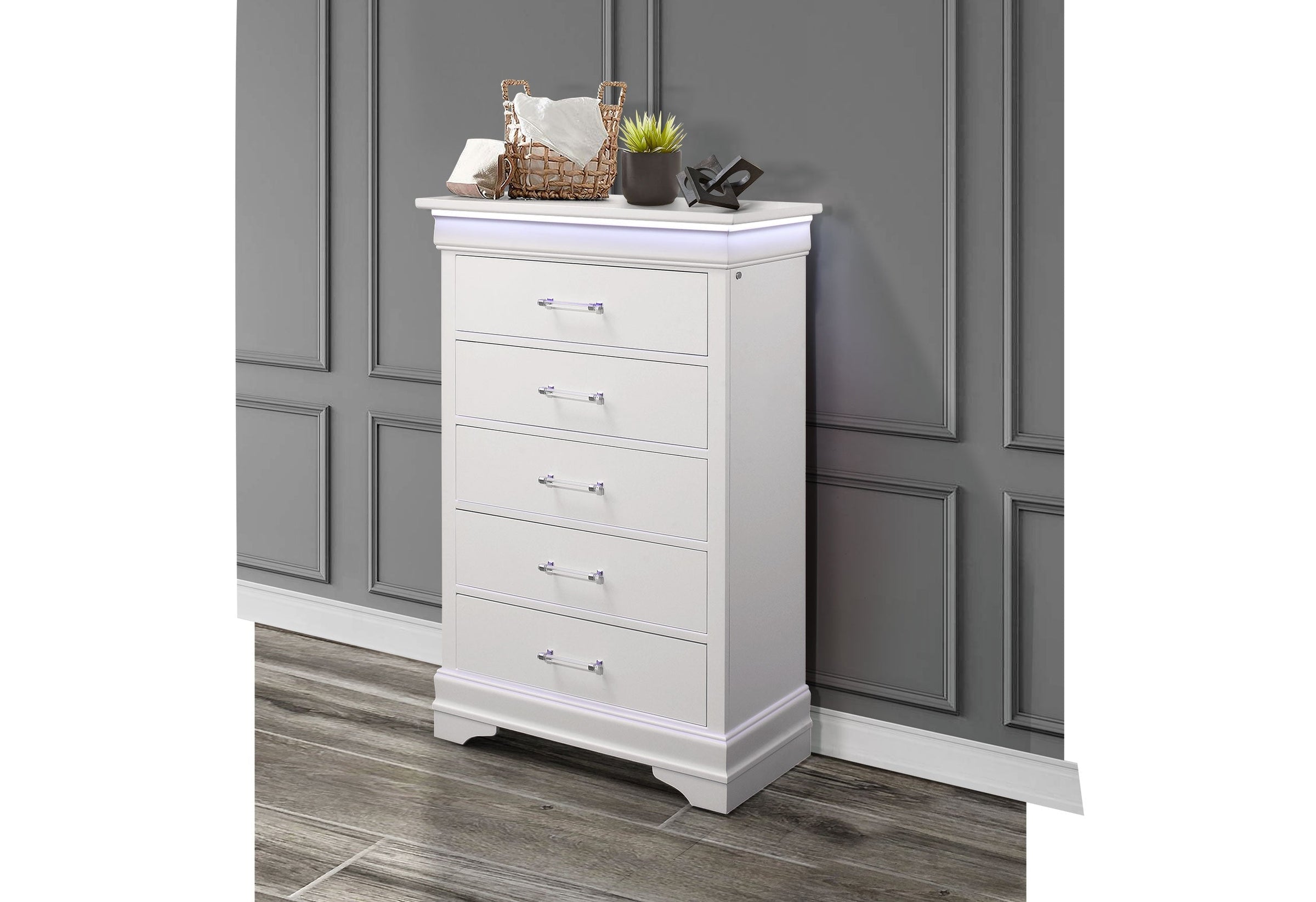 Charlie White Chest With Led - Gate Furniture