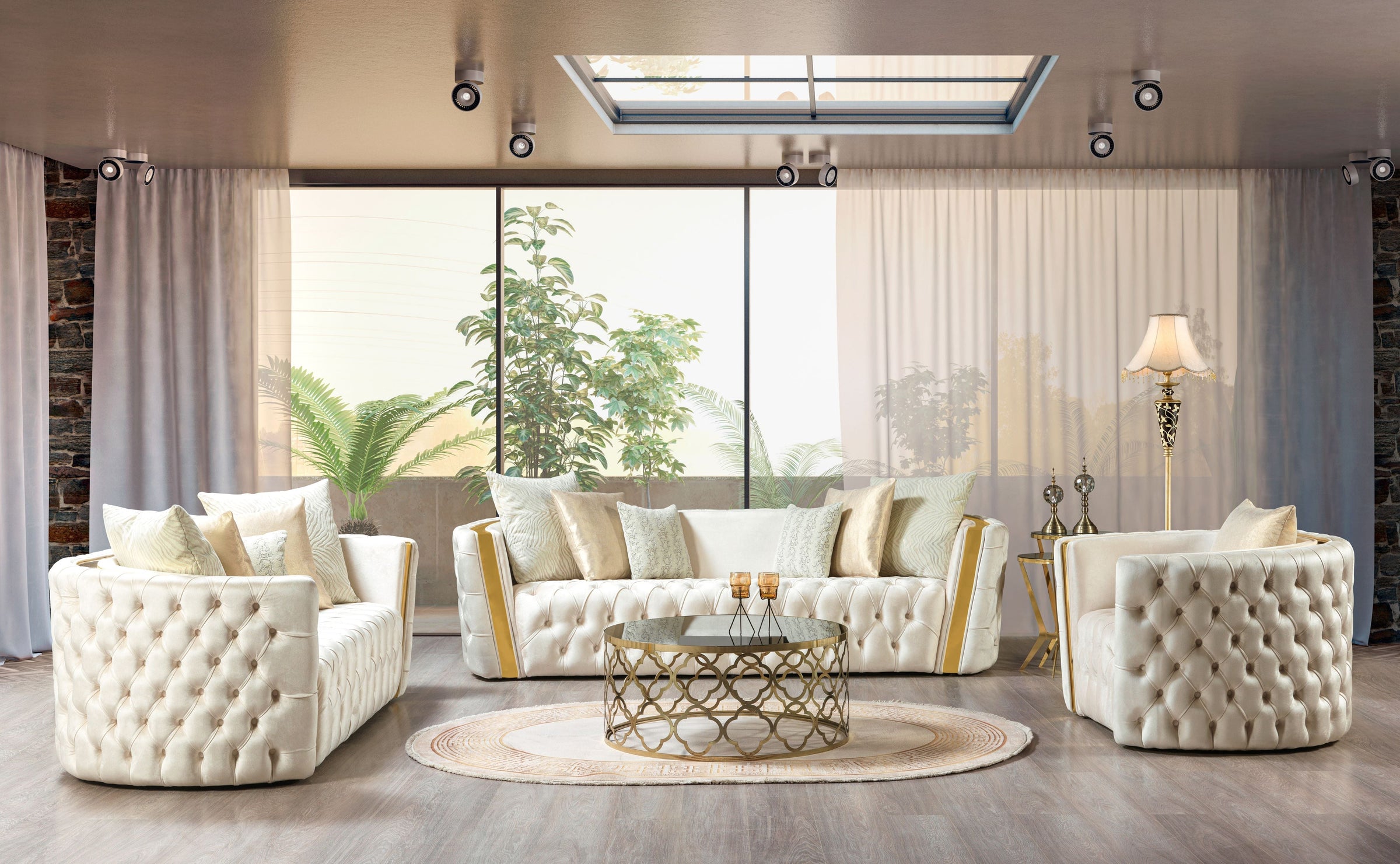 Fanci Ivory Velvet Sofa & Loveseat - Gate Furniture