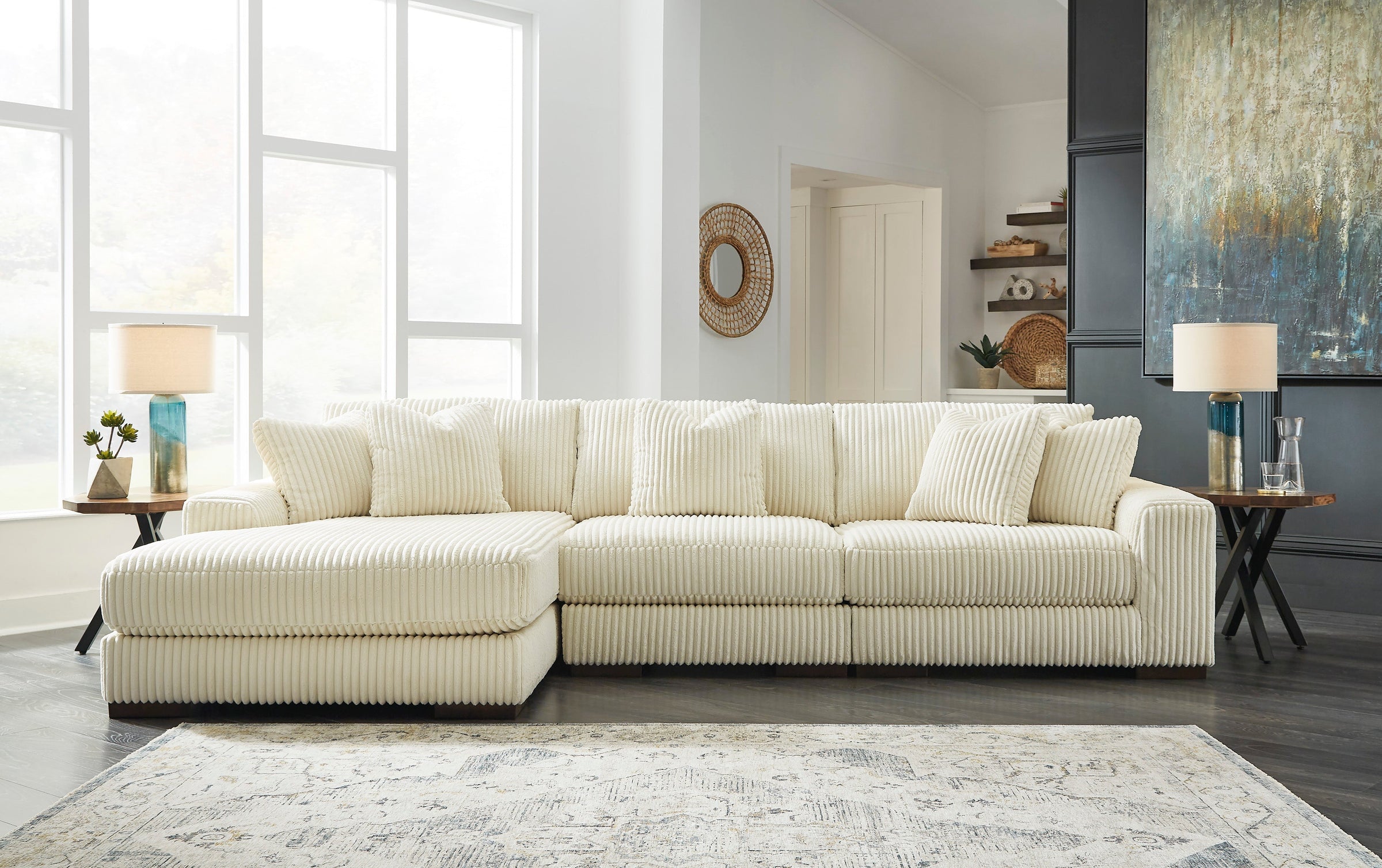 Lindyn Ivory 3-Piece LAF Sectional - Gate Furniture