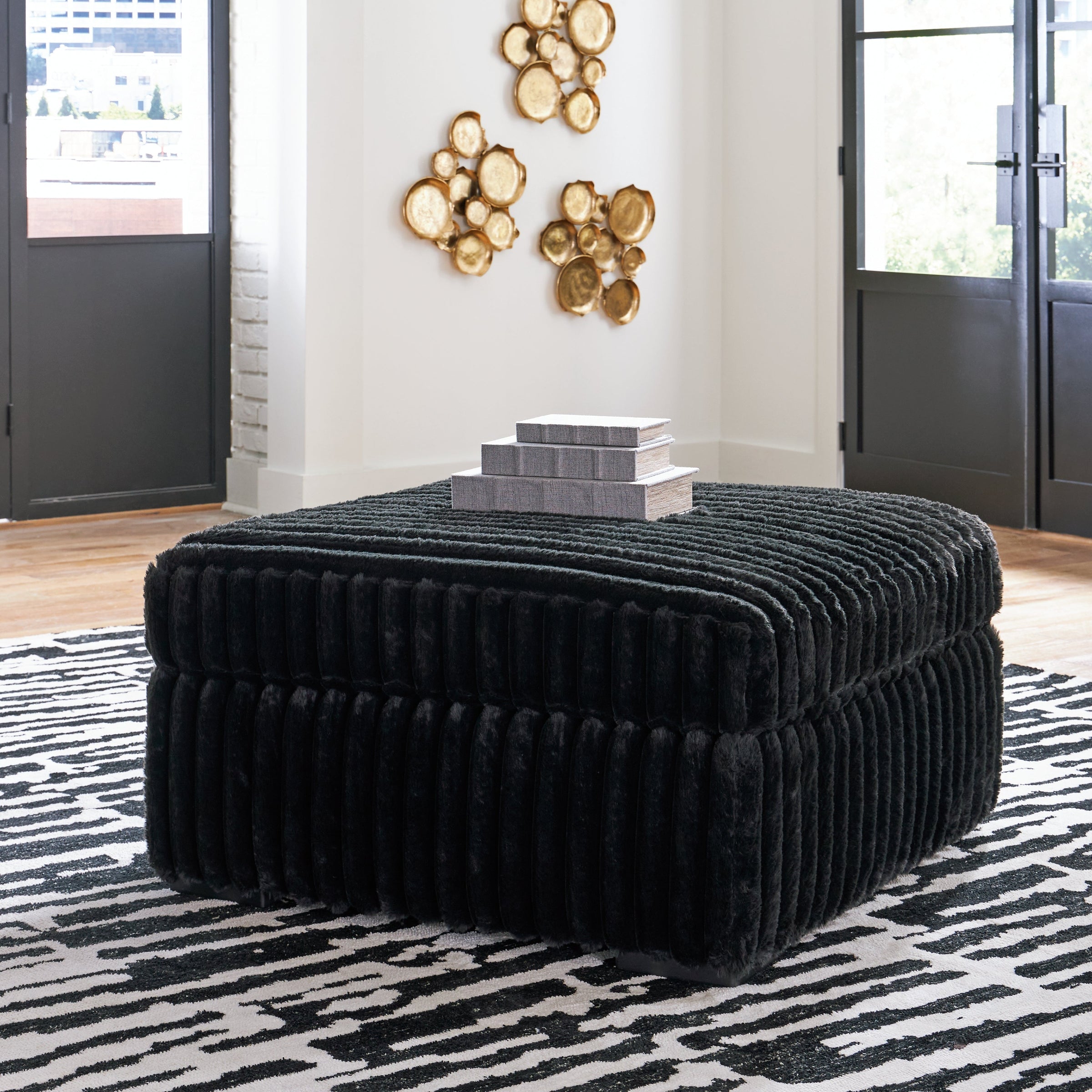 Midnight-Madness Onyx Oversized Accent Ottoman - Gate Furniture