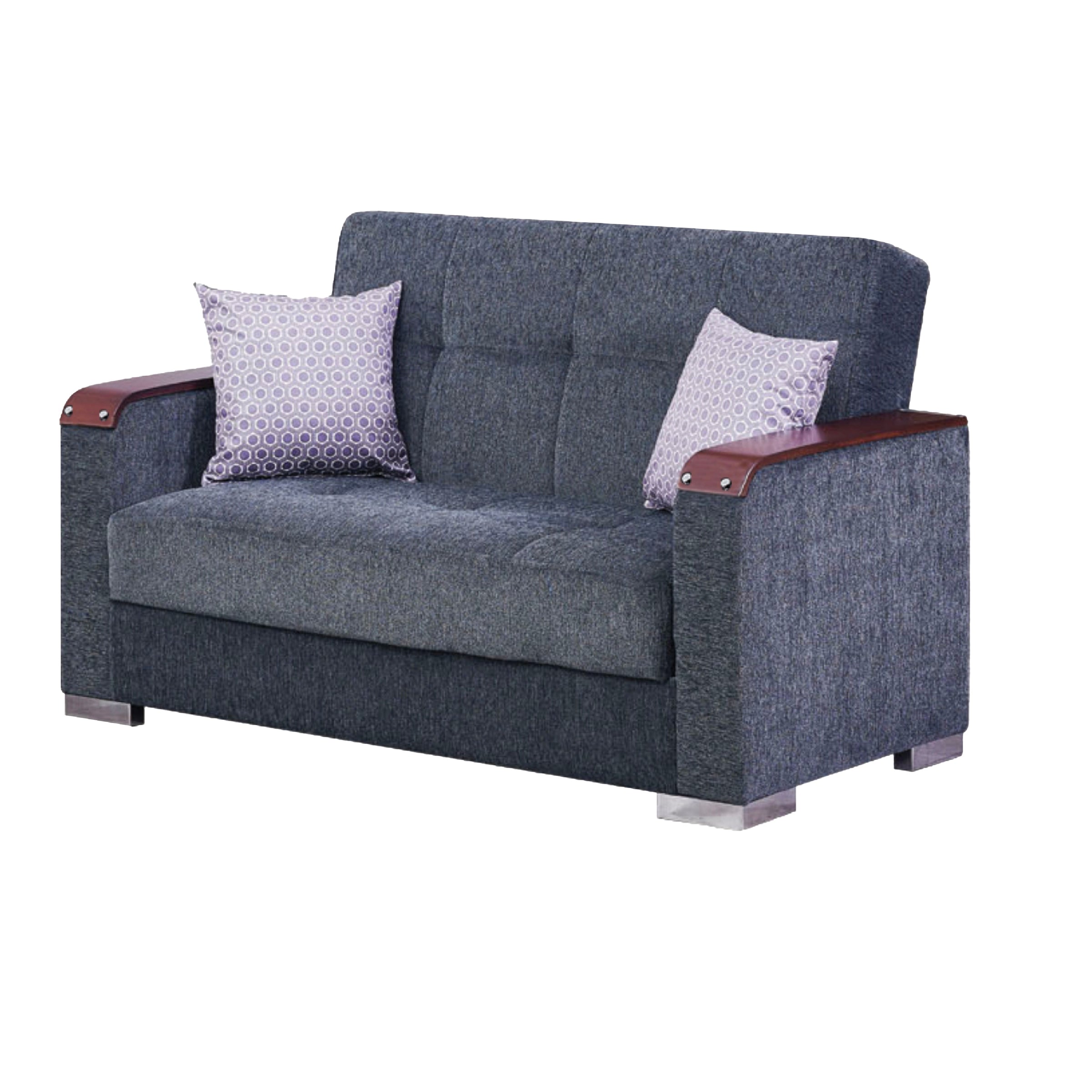 Munich 65 in. Convertible Sleeper Loveseat in Dark Grey with Storage ...