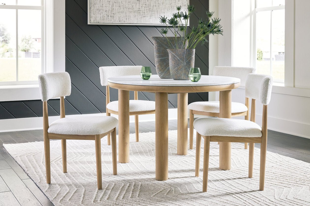 Sawdyn Light Brown Dining Table and 4 Chairs - Gate Furniture